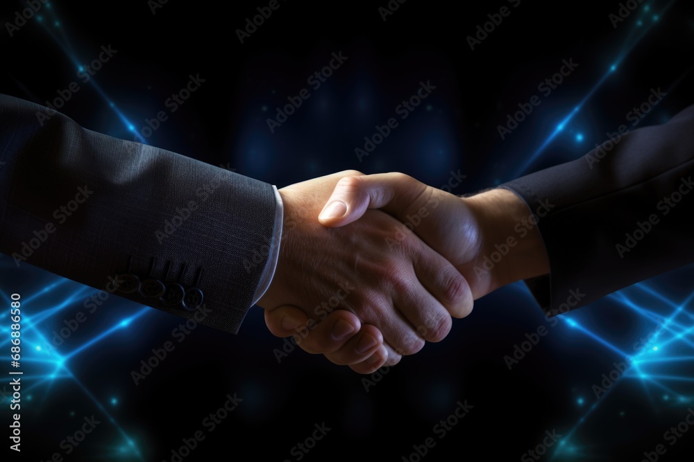 Business commitment: Close-up photo of two businessmen sealing a ...