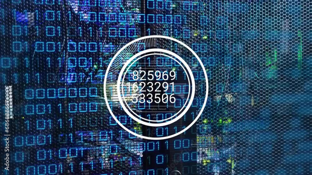 Animation of changing numbers in loading circles, binary codes over ... Animation of changing numbers in loading circles, binary codes over ...
