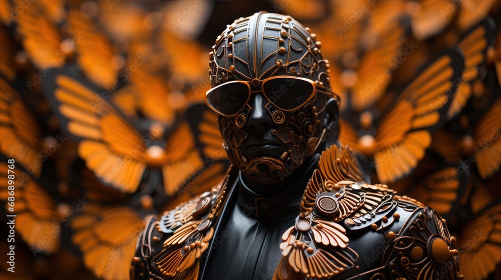 3d illustration of a fully masked man in conceptual design conceptually ...