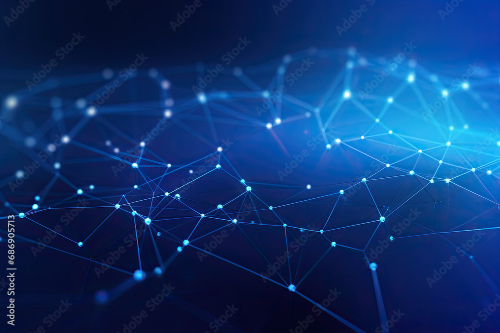 Abstract background of digital neural network network nodes and lines ...