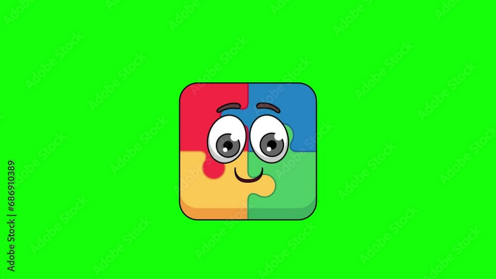 puzzle cartoon with a money face, emoji emoticon animation Stock ビデオ ...