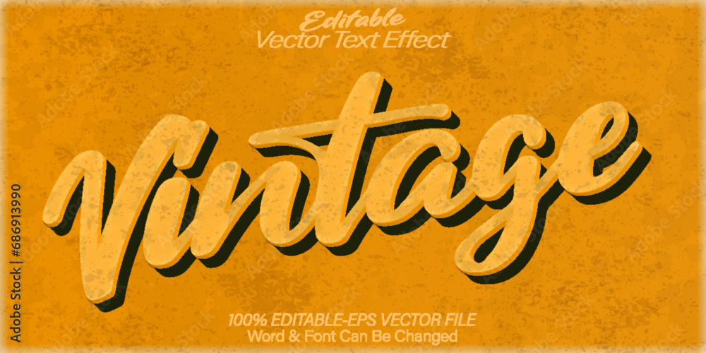Vintage Vector Text Effect Editable Alphabet Retro Antique Aged Stock ...