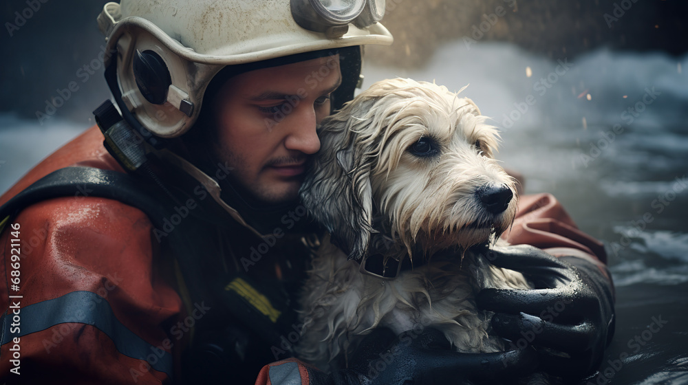 Heroic Firefighter Battling Blazing Inferno to Save Lives and Rescuing ...