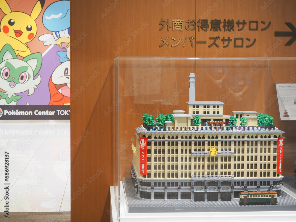 TOKYO, JAPAN - August 30, 2023: A Lego model in Takashimaya department ...