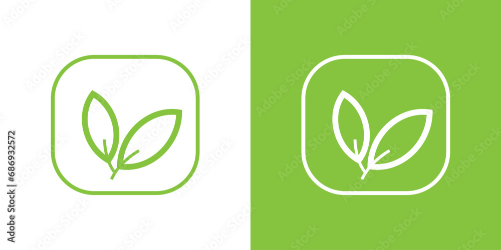 Leaf Icon Vector set isolated on Both Solid and Reversed Background ...
