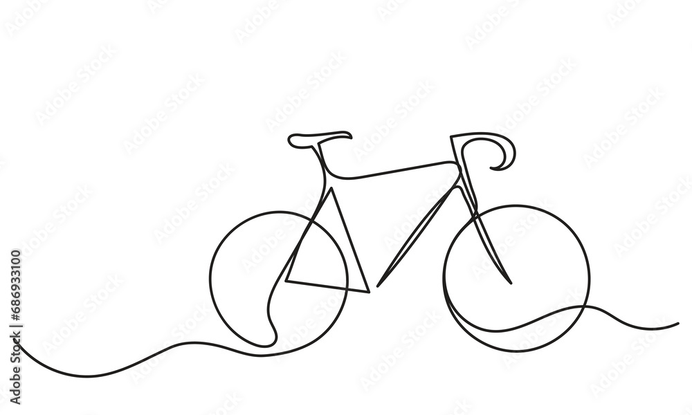 Art of bicycle.continuous line drawing of a bicycle. cycling with a ...