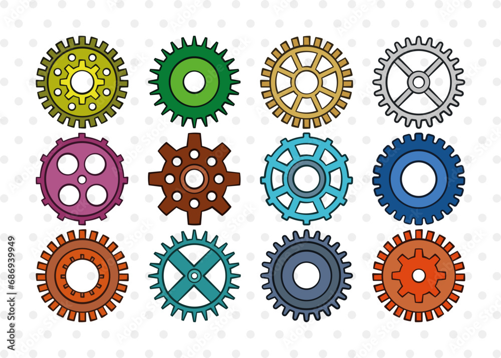 Gears SVG, Gears Clipart, Metal Gears Svg, Machine Gear Svg, Cogs and ...