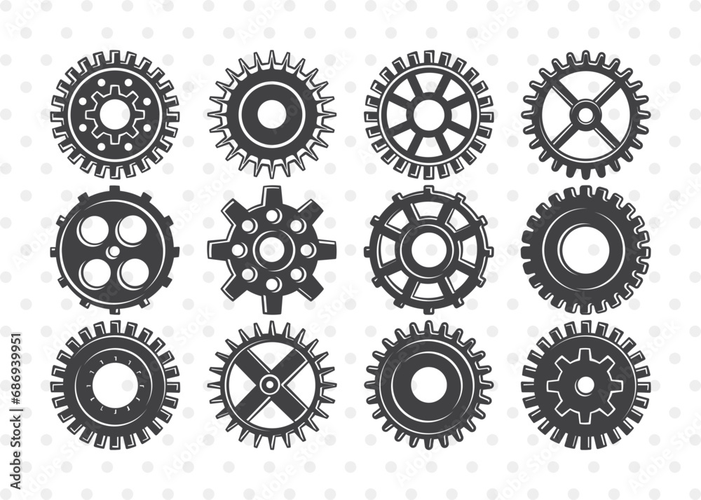 Gears SVG, Gears Clipart, Metal Gears Svg, Machine Gear Svg, Cogs and ...