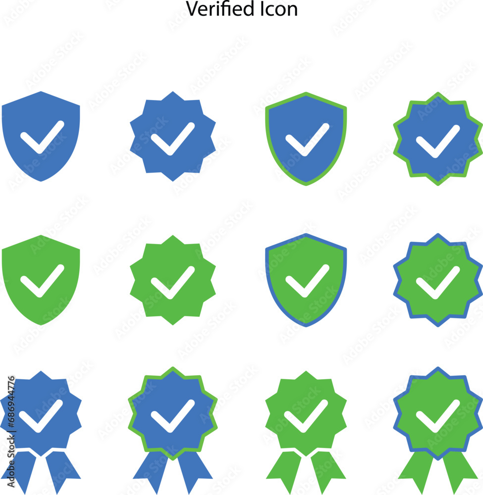 Verified badge profile set. verified badge. Social media account verification icons. Blue check ...