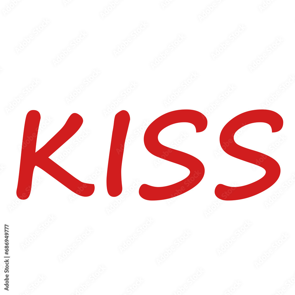 Digital png illustration of kiss text on transparent background Stock ...