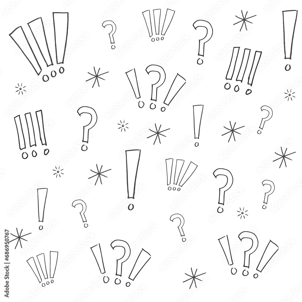 Digital png illustration of question and exclamation marks repeated on ...