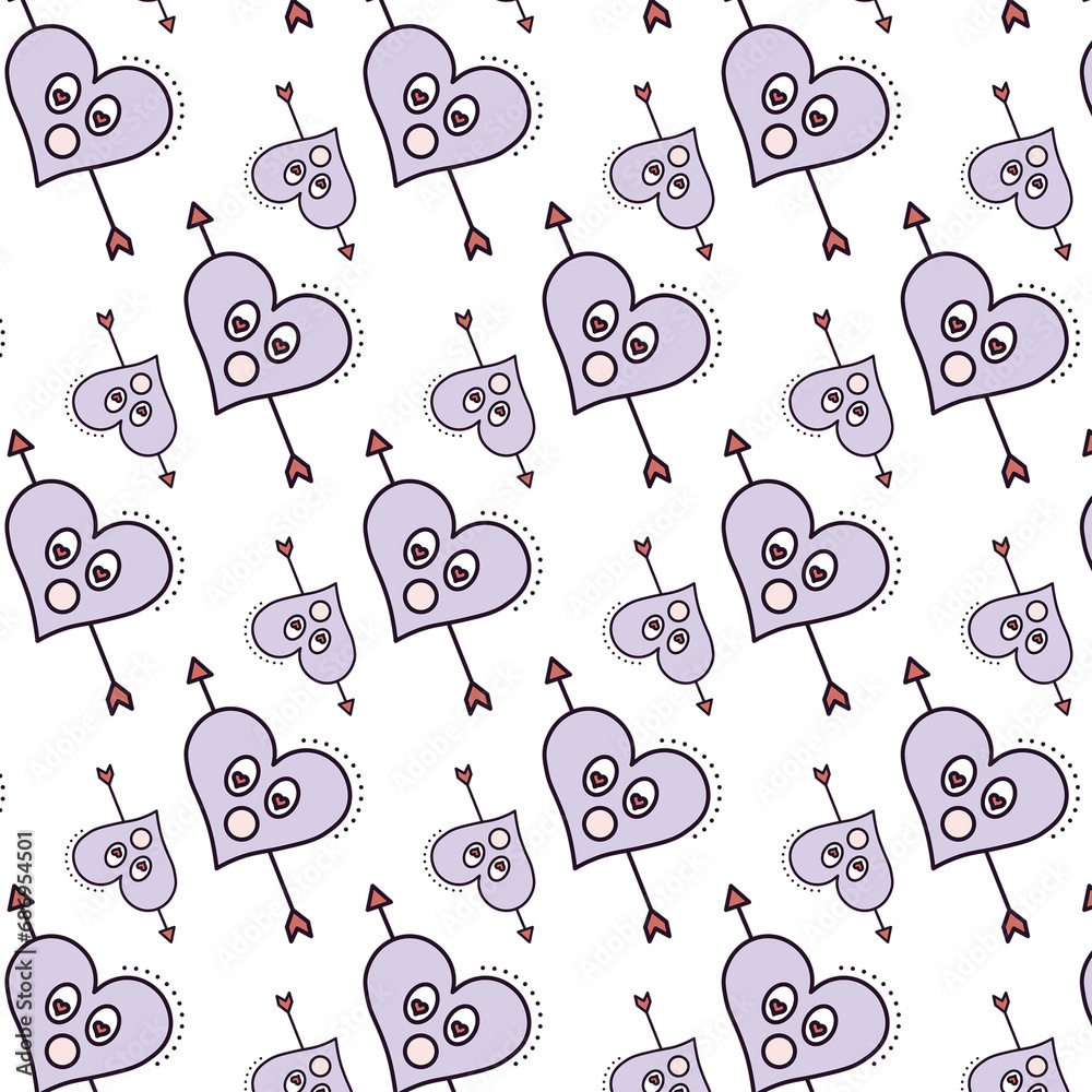 Digital png illustration of purple hearts with arrow pattern on ...