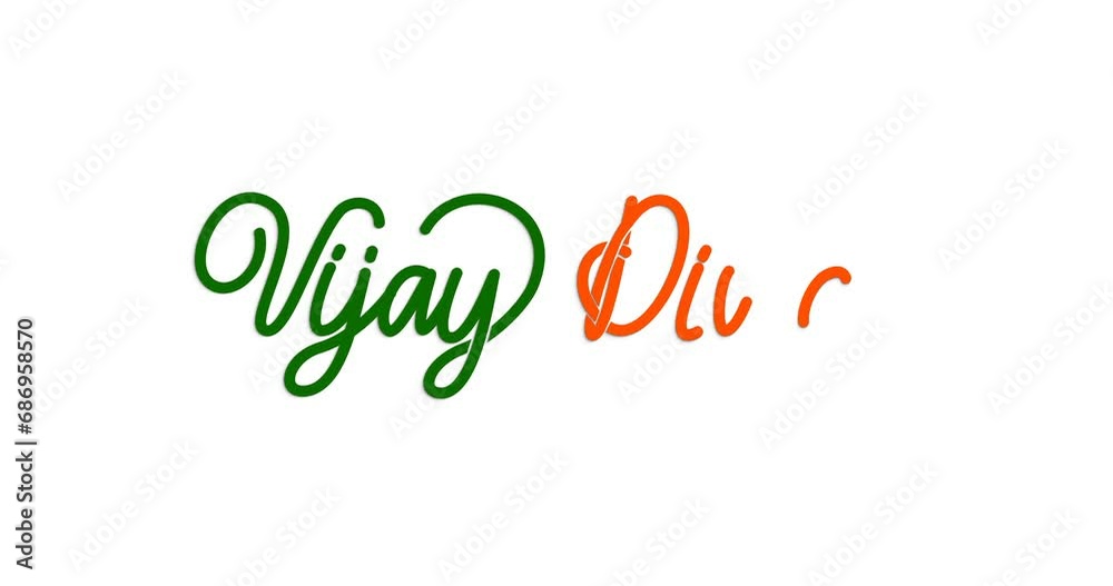 Vijay Diwas text animation. Handwritten text calligraphy with alpha ...