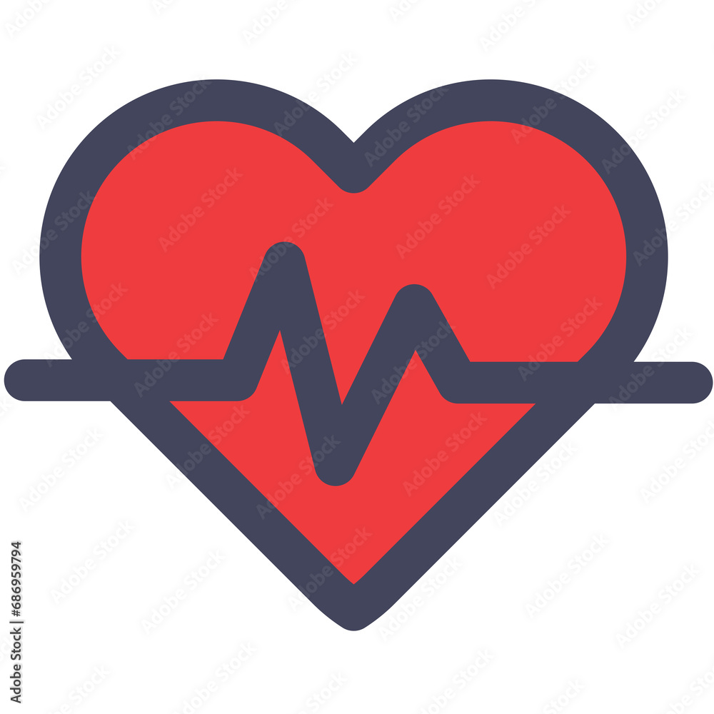 Digital png illustration of red heart with lifeline on transparent ...