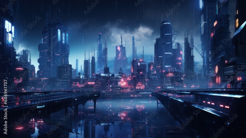 Futuristic cyberpunk modern city background wallpaper ai generated ...