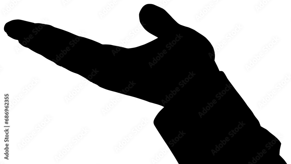 Digital png silhouette of open hand reaching on transparent background ...