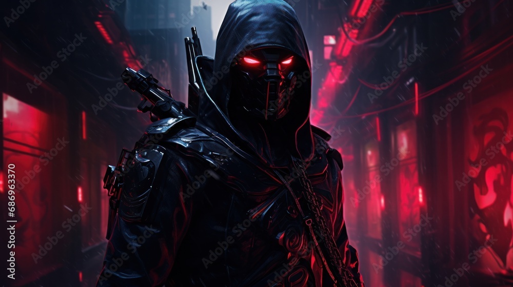 Amazing cyberpunk shadow ninja background wallpaper ai generated image ...