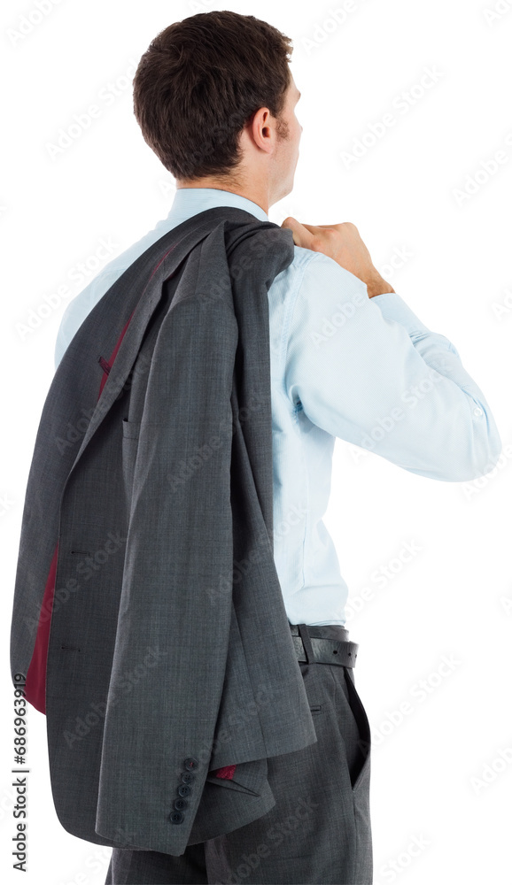 Digital png photo of back view of caucasian businessman looking ahead ...
