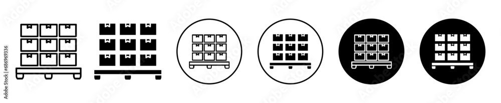 Pallet icon. shipping freight cardboard delivery box or packaging on ...