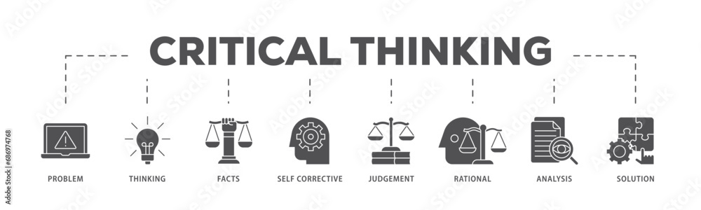 Critical thinking infographic icon flow process which consists of ...