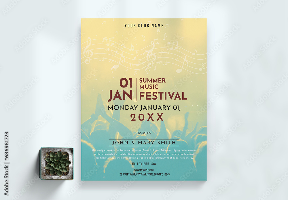 Music Festival Flyer Layout Stock Template | Adobe Stock