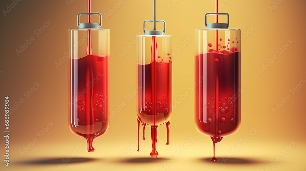 Venous blood collection kit. Transfusion of venous blood from a package ...