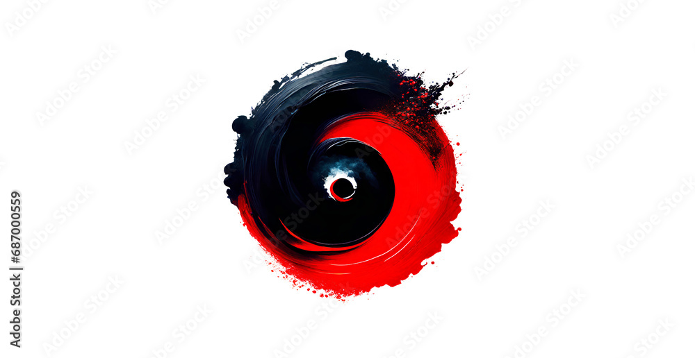 Black And Red Paint splash in wheel shape against transparent ...