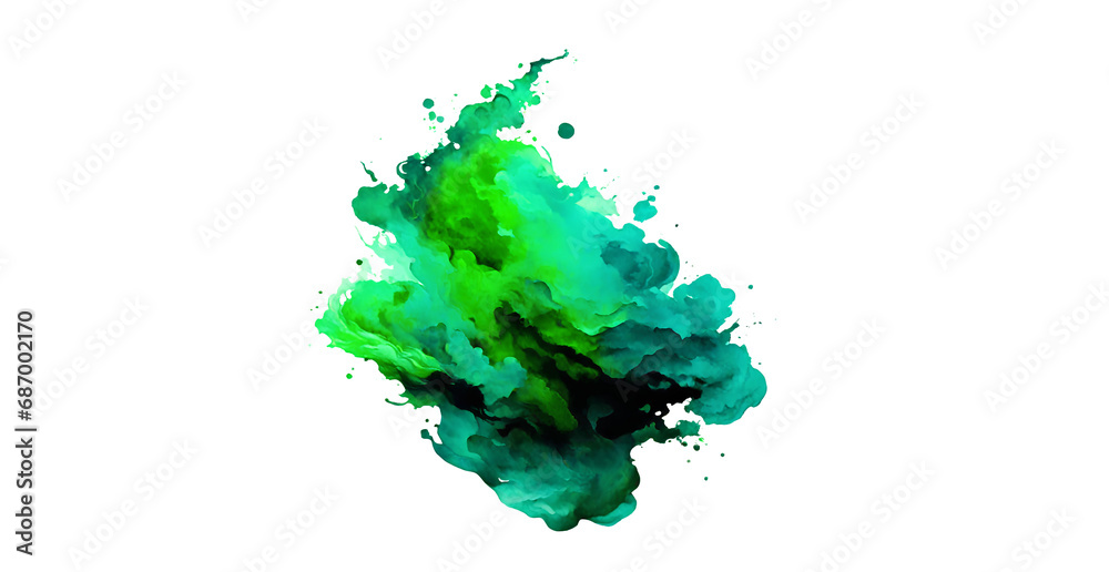 Green Watercolor Paint splash against transparent background ...