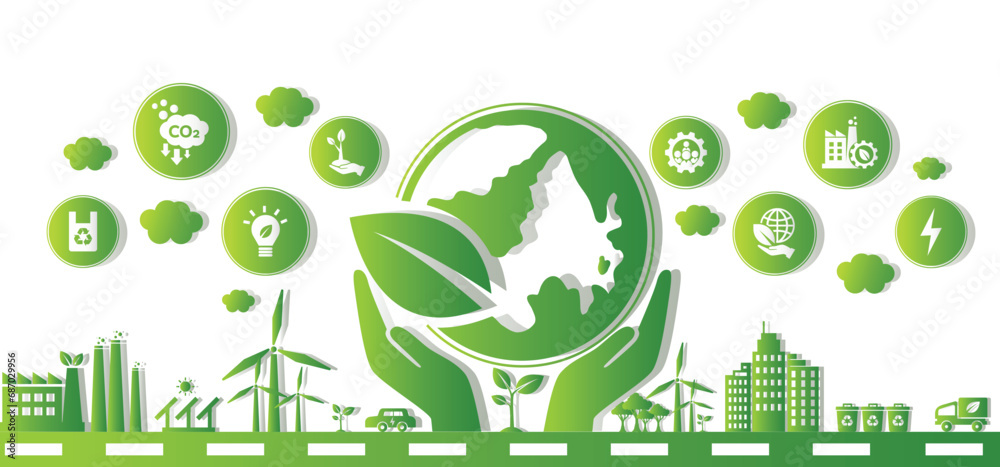 World environment and sustainable development concept with ecology ...