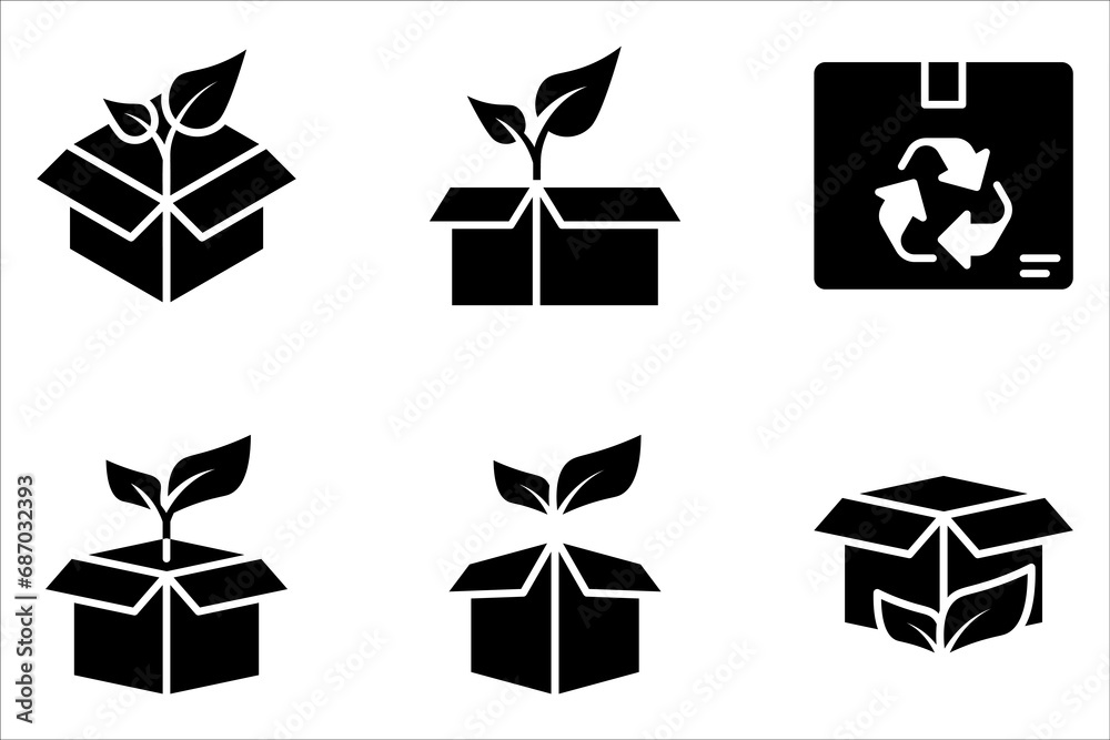 Eco packaging icon set. sign for mobile concept and web design on white ...