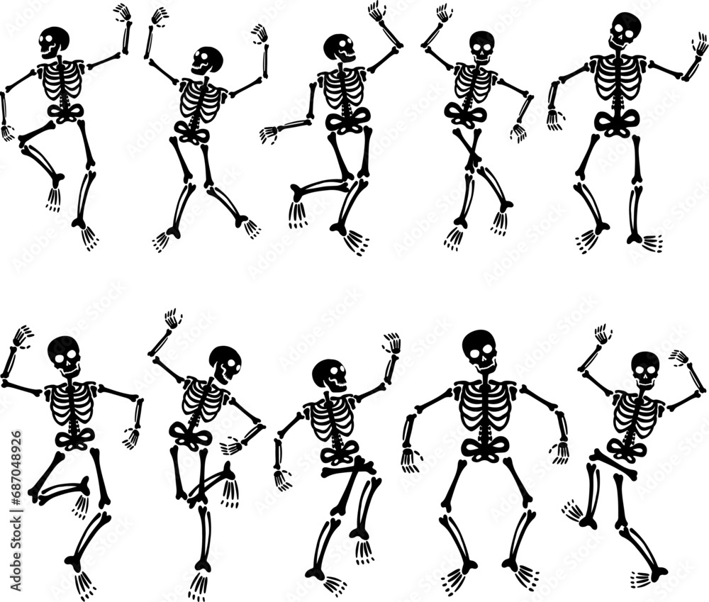 Vecteur Stock Skeleton Dancing Svg Bundle, Funny Skeleton Svg, Skull ...