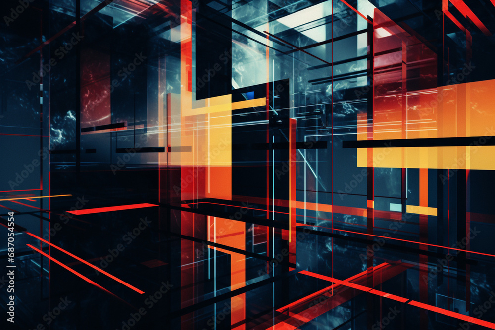 An avant-garde abstract graphic composition, featuring intersecting ...