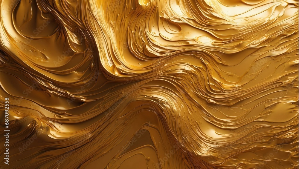 Abstract liquid gold texture with flowing, wavy patterns, luxurious and ...