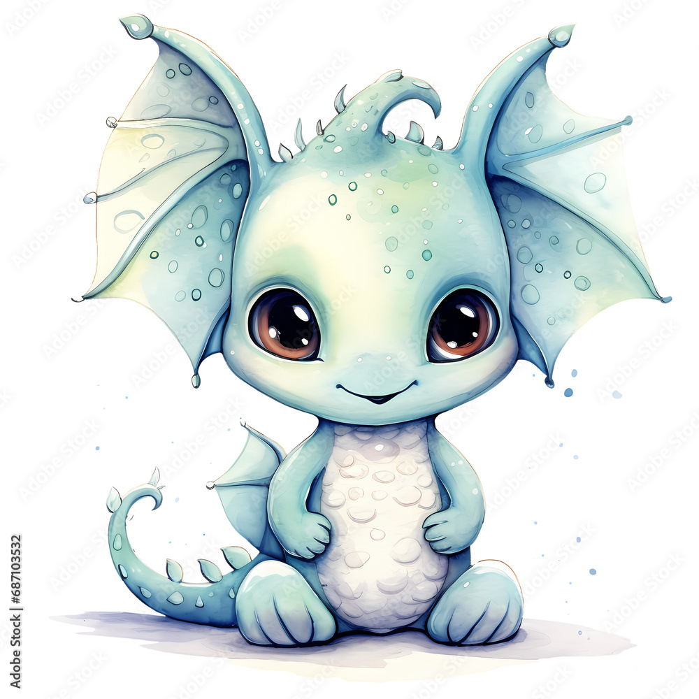 Cute Dragon Watercolor Clipart Illustration Stock Illustration | Adobe ...