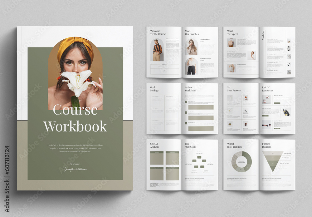 Course Workbook Template Design Layout Stock Template | Adobe Stock