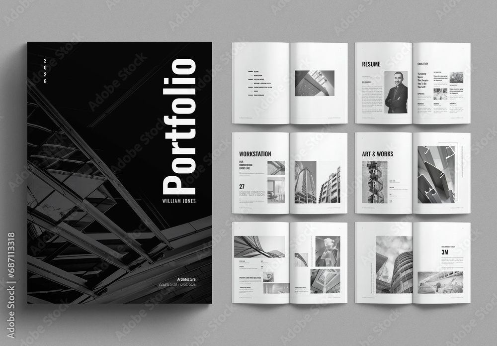 Architecture Portfolio Template Design Layout Stock Template | Adobe Stock