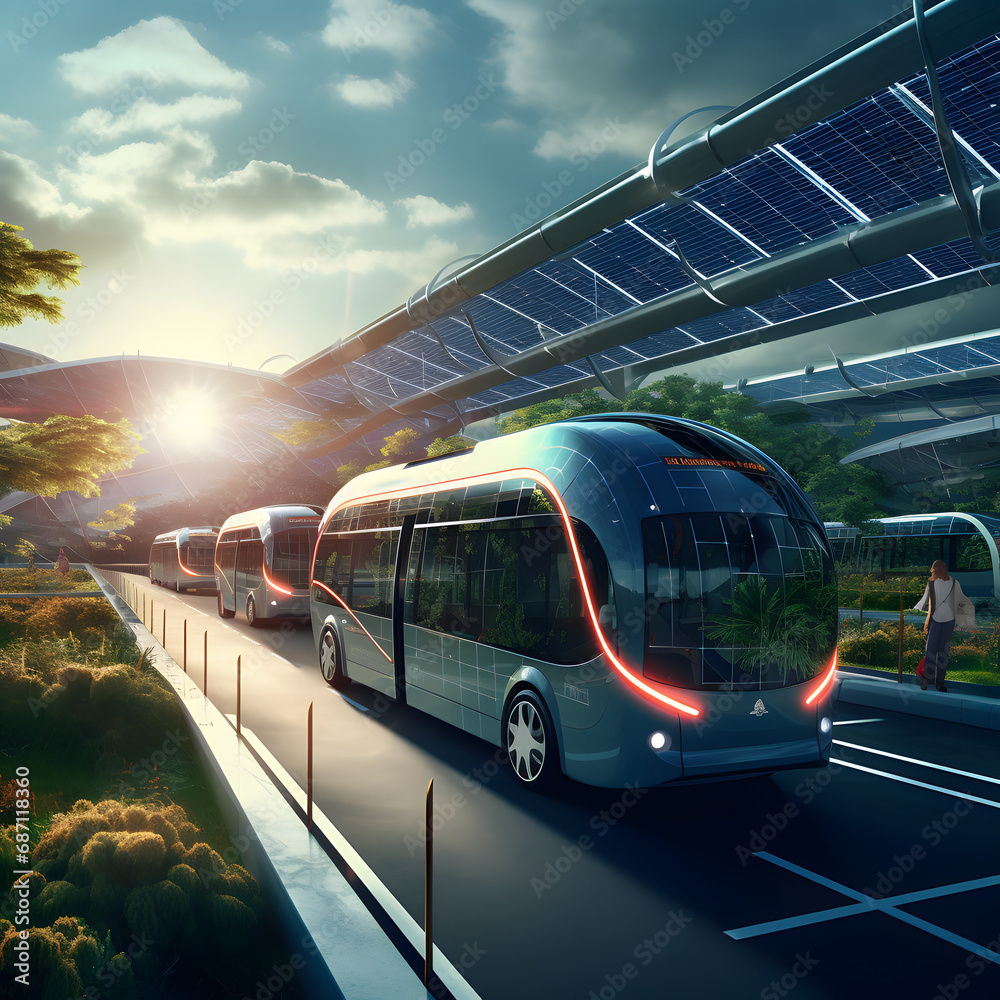 Obraz Solar-Powered Transportation: Visuals of solar-powered vehicles ...