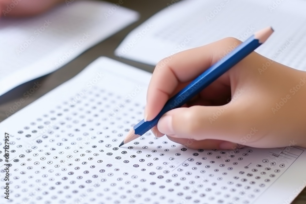 Hand Student use pencil writing test on paper. No one is too old to ...