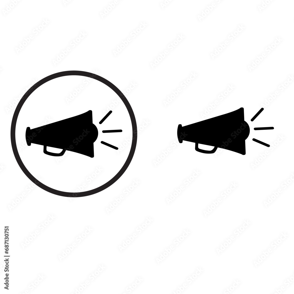 Megaphone music flat style icon shape symbol. Voice sound speech logo ...