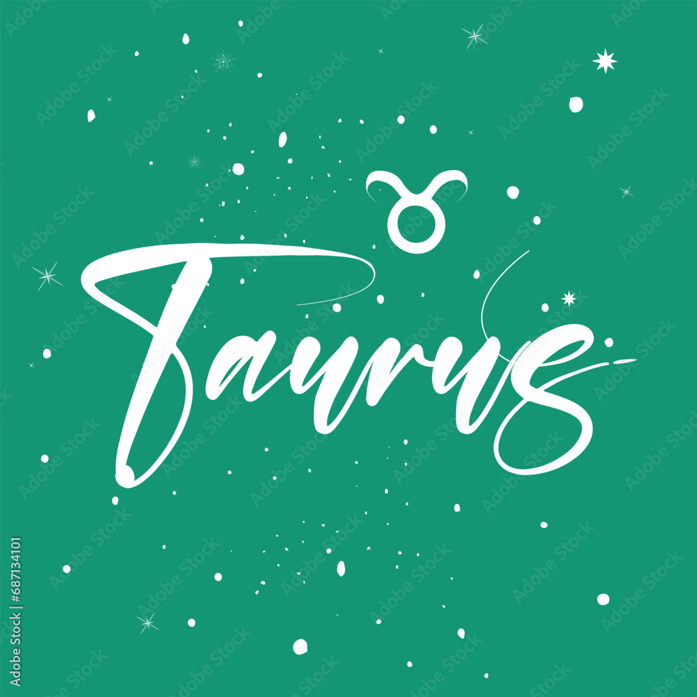Taurus zodiac typography and calligraphy, astrologi Taurus element ...