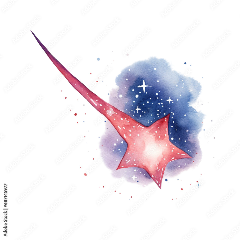 Watercolor Shooting star clipart, magical watercolor falling star ...
