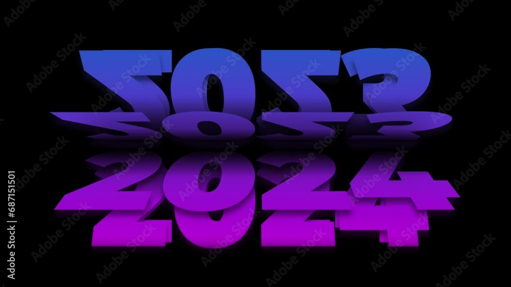 Passing into New Year 2024 Flip text effect on black background ...