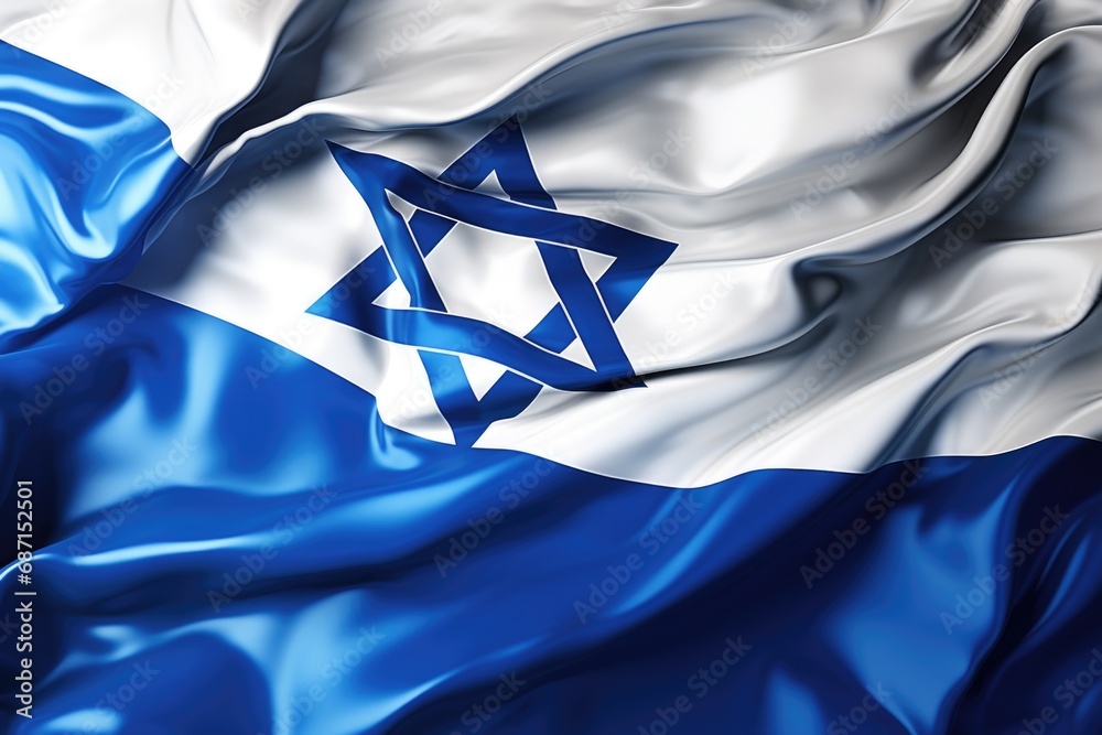 A flag featuring a blue and white Star of David symbol. This image can ...