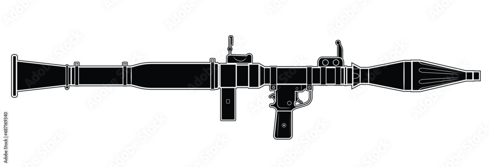 Vector illustration of soviet anti-tank grenade launcher RPG-7, ready ...