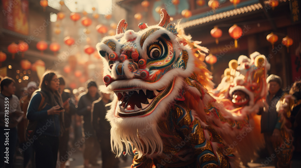 Dragon dance parade for Chinese culture for the Year of the Dragon ...