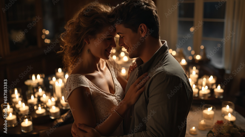 Romantic gesture. Happy couple in love holding each other. Concept of ...