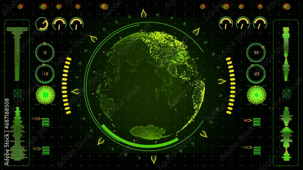 hud and gui set futuristic user interface with animated digital earth ...