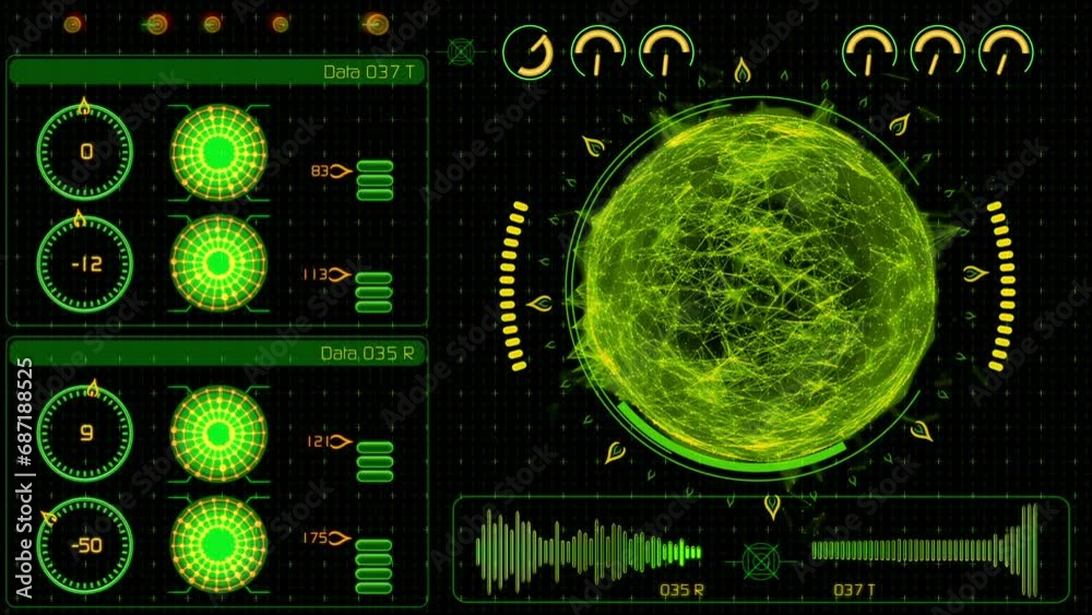 hud and gui set futuristic user interface animation green version loop ...