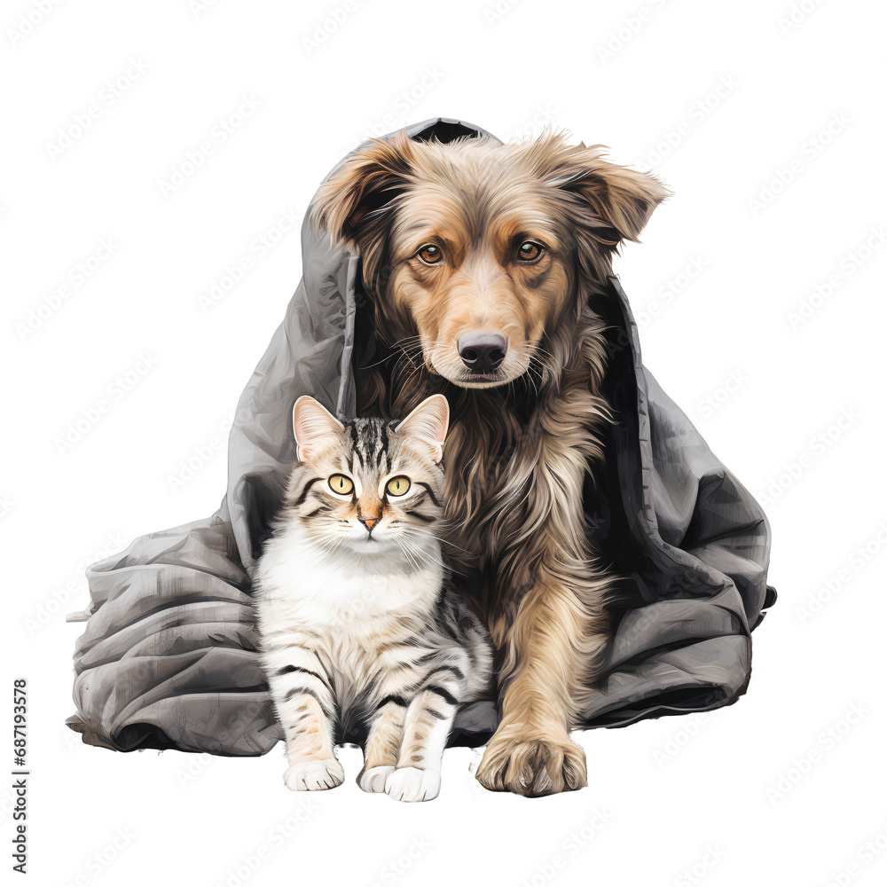 Homeless dogs and cats abandoned on PNG transparent background Stock ...