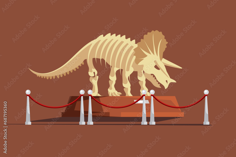 Poster Paleontology museum with dinosaur fossils vector illustration ...